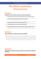 Mis Vacaciones - 11 Worksheets All Tenses | Teaching Resources