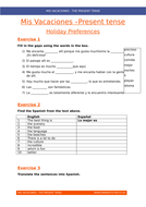 Mis Vacaciones - 11 Worksheets All Tenses | Teaching Resources