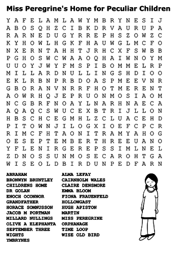 Miss Peregrine's Home for Peculiar Children Word Search | Teaching ...