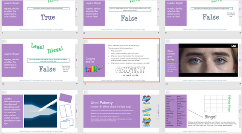 PSHE Puberty Unit: What does the law say? Sex. consent and the law ...