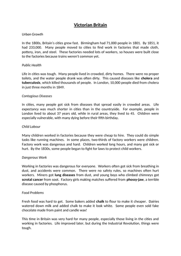 Public Health in Victorian Britain | Teaching Resources