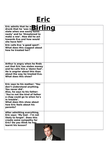 'An Inspector Calls' - Eric Birling | Teaching Resources