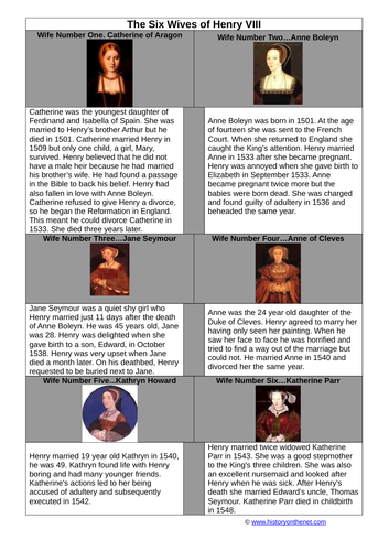 KS3 History Lesson on Henry VIII and his 6 wives | Teaching Resources