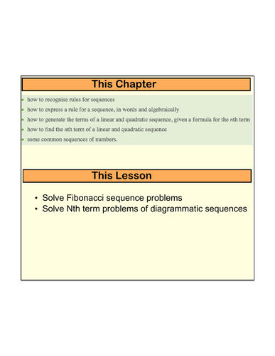 Full lesson on fibonacci sequences and sequences from diagrams ...