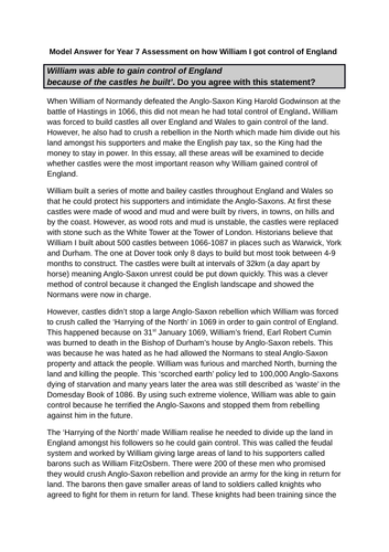How did William I gain control of England after 1066 - all resources ...