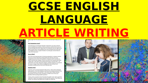 GCSE English Language - Article writing (Job interviews) | Teaching ...