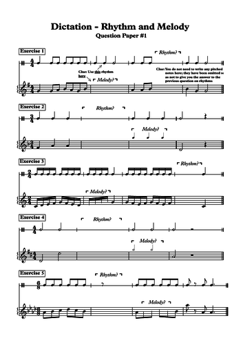 DICTATION - RHYTHM & MELODY (1) | Teaching Resources