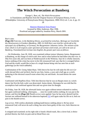 Edexcel: 33: Witch hunts: Depth 3: Bamberg: use of torture and ...