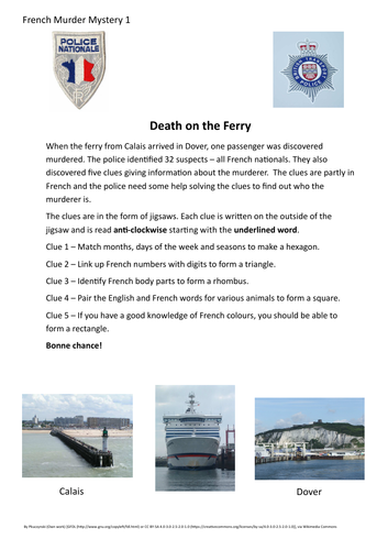 French Murder Mystery 1 - Death on the Ferry | Teaching Resources