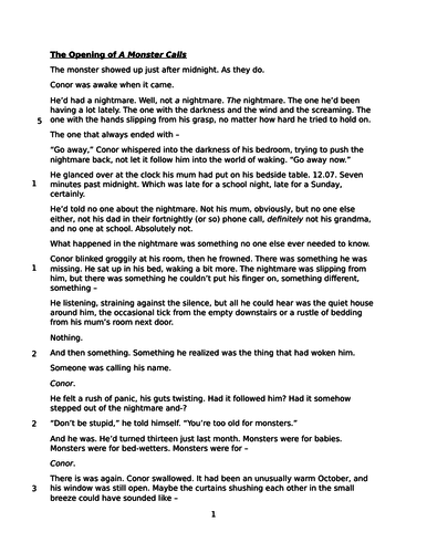 The Opening of A Monster Calls - Language Analysis | Teaching Resources