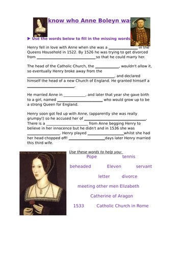 Henry VIII and Anne Boleyn double activity Tudors | Teaching Resources