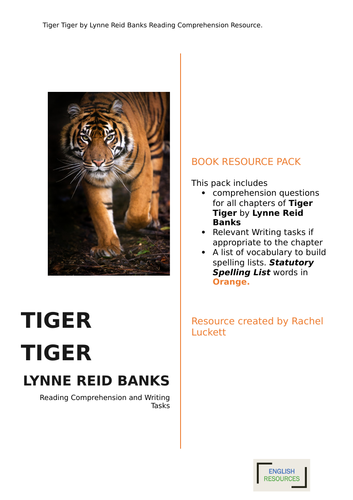 "Tiger Tiger" Reading Comprehension | Teaching Resources