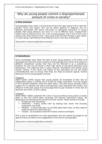 Sociology- Crime and Deviance: Crime and age | Teaching Resources