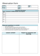 Lesson plan proforma, observations forms and OFSTED drop in form ...