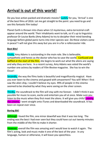 GCSE English Language - Writing a grade 9 film review | Teaching Resources