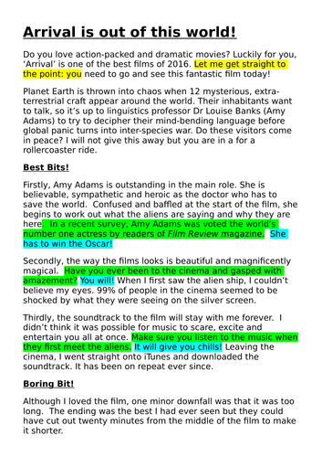 GCSE English Language - Writing a grade 9 film review | Teaching Resources