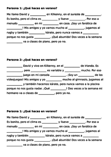 GCSE Spanish Viva Unit 1 Module 1 Edexcel (¿Qué haces en verano ...