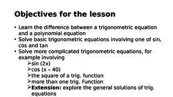 New Edexcel Maths A Level: Lesson Plan on Solving Trigonometric ...