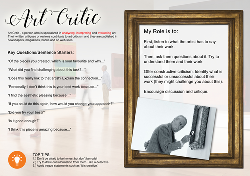 Art Critique Cards - Peer assessment and role play | Teaching Resources