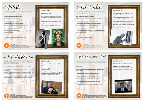 Art Critique Cards - Peer assessment and role play | Teaching Resources