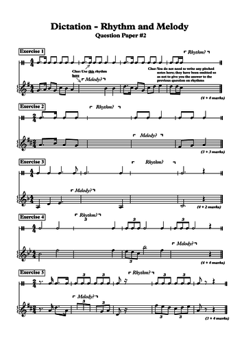 DICTATION - RHYTHM & MELODY (2) | Teaching Resources