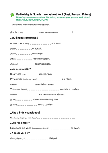 My Holiday in Spanish - Video + Worksheets | Teaching Resources