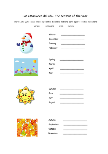 Seasons In Spanish
