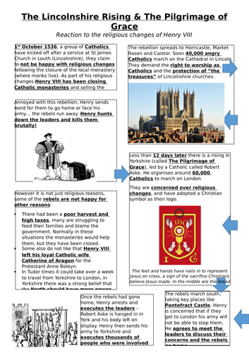 The Lincolnshire Rising & Pilgrimage of Grace | Teaching Resources