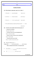 Grade 3 English term Exam paper with grammar, reading comprehension and ...
