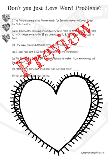 Valentine's Day Maths Pack (Co-ordinates and Word Problems) | Teaching ...
