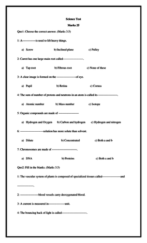 Science middle school test | Teaching Resources