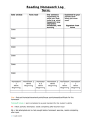 Log Template for KS3 Homework and Independent Reading Books | Teaching ...