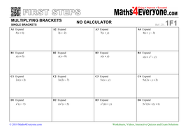 Expanding a Bracket (Worksheets with Answers) | Teaching Resources