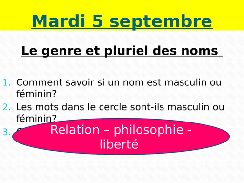 Le genre et le nombre des noms | Teaching Resources