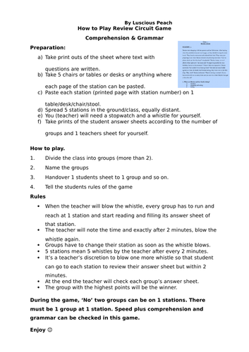 Auction the sentences game -middle school | Teaching Resources