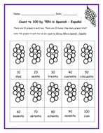 Count to 100 by TEN in Spanish | Teaching Resources