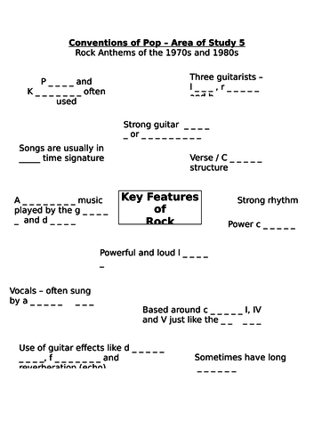 OCR GCSE Music - Conventions of Pop - Rock Anthems - 2 complete lessons ...