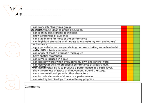 KS3 RAG statement student record sheets | Teaching Resources