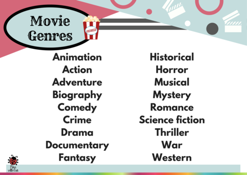 Movie Genres List - Free resource! | Teaching Resources Movie Genres List - Free resource! | Teaching Resources