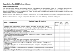 AQA Trilogy Foundation /Higher tier checklist for revision | Teaching ...
