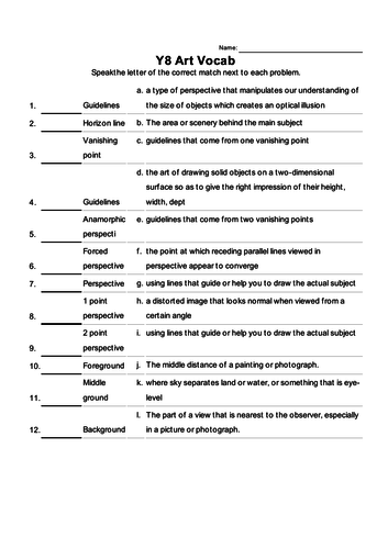 KS3 Art & Design: AFL checklist and vocabulary Term 2 | Teaching Resources