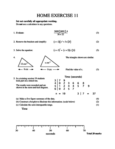 Home Exercises S3 | Teaching Resources
