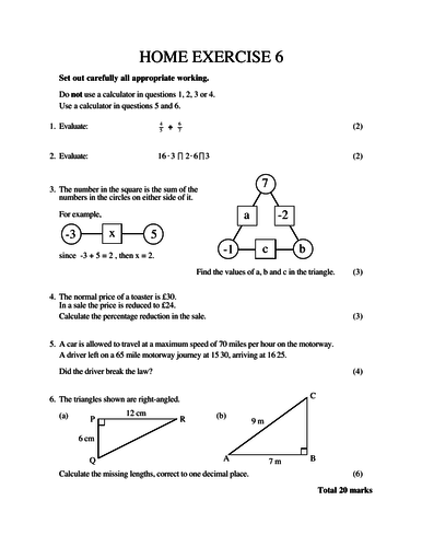Home Exercises S3 | Teaching Resources