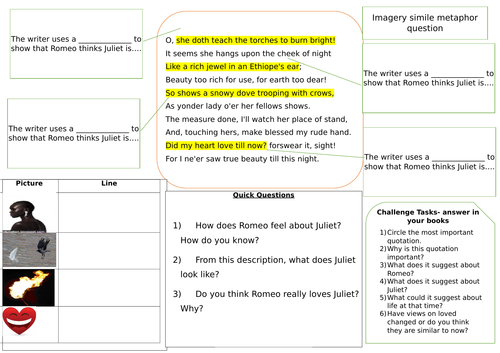Romeo and Juliet Act 1 Scene 5 Learning Mat LA | Teaching Resources