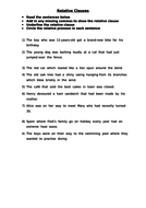 Identify the Relative Clause Worksheet | Teaching Resources