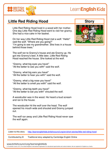 A play "Little Red Riding Hood" | Teaching Resources