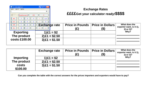Exchange Rates Full Topic including Lessons PPT, Activities and Starter ...