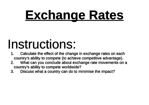 Exchange Rates Full Topic including Lessons PPT, Activities and Starter ...