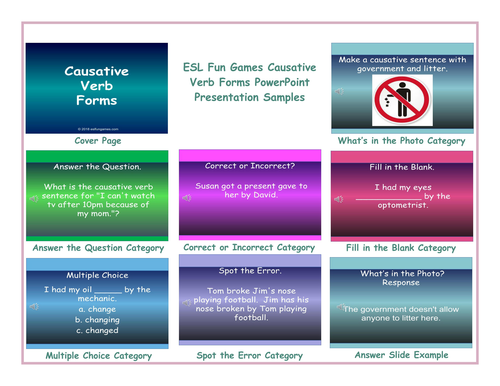 Causative Verb Forms PowerPoint Presentation | Teaching Resources