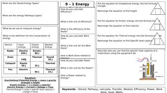 9 - 1 AQA Physics Energy Revision | Teaching Resources